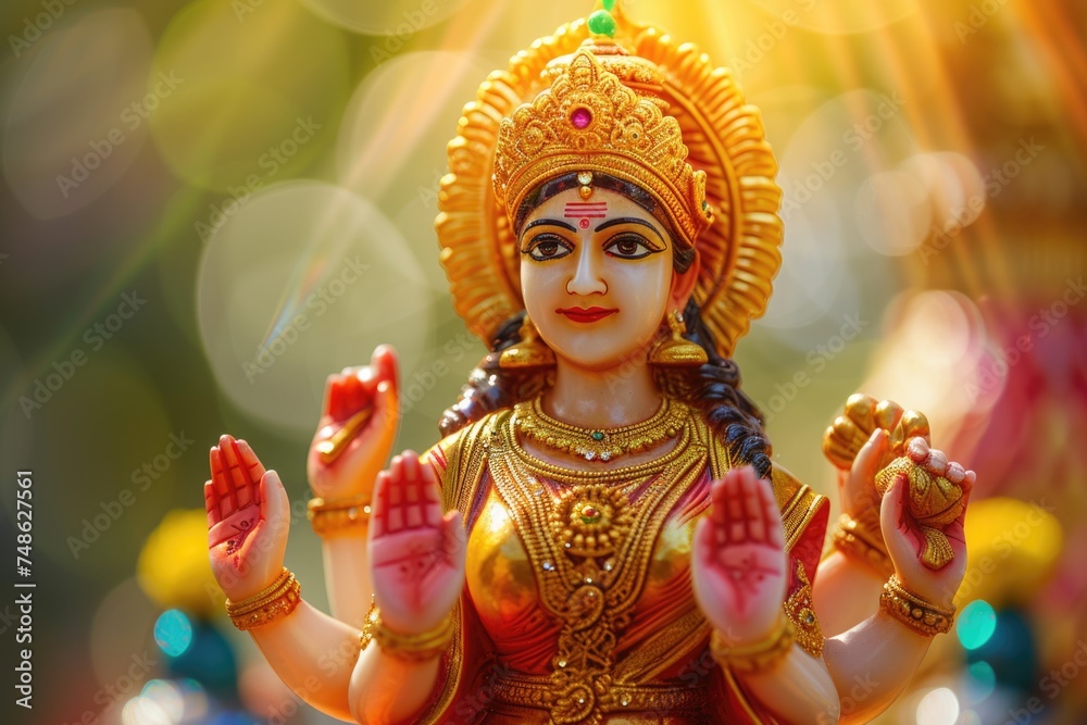 Golden Goddess Statue with Wide-Open Hands. Fictional Character Created ...