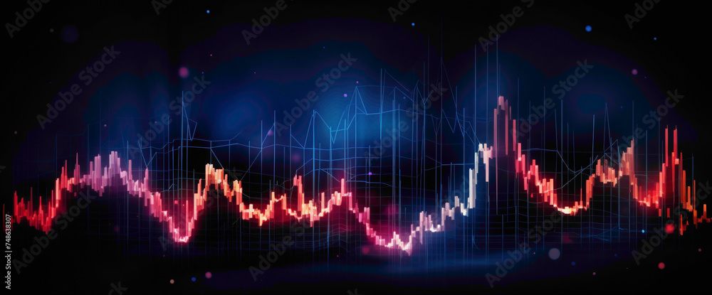 Foto de Animated stock market graph pulsing with the highs and lows of ...