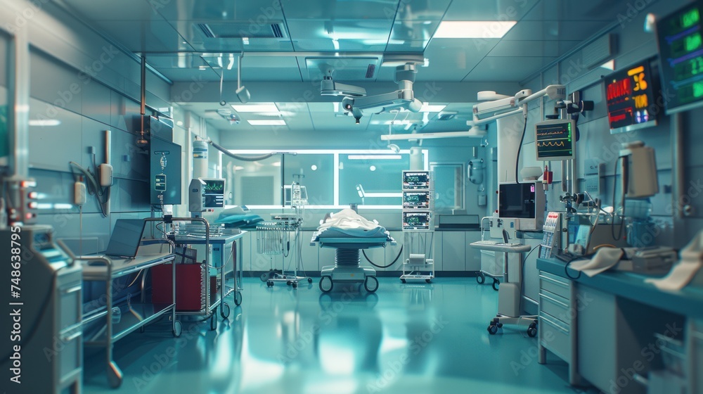 Interior of modern hospital operation room with medical equipment Stock ...
