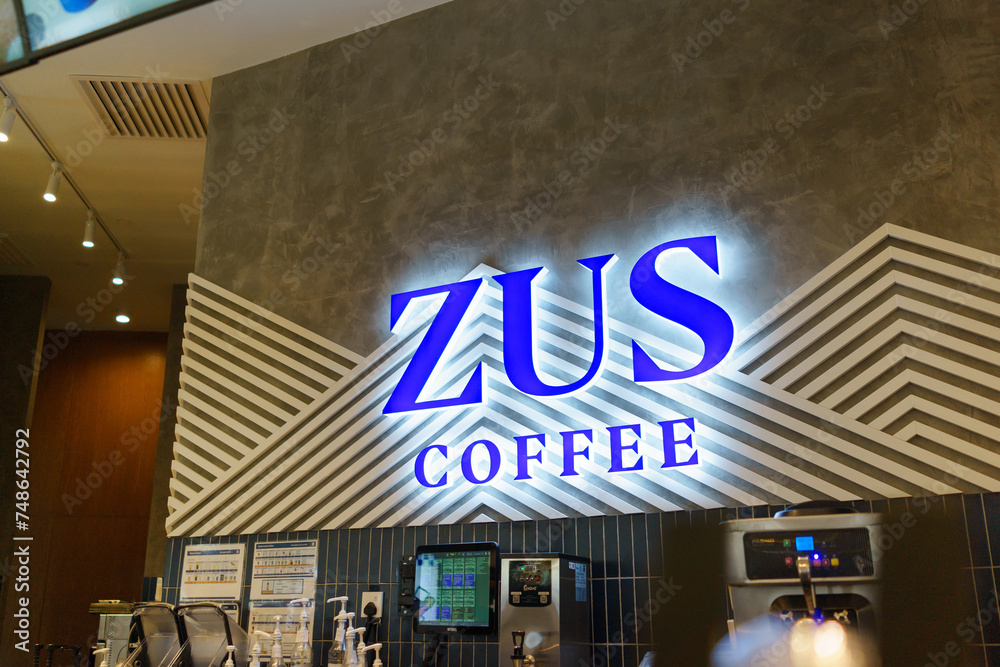 Kuala Lumpur, Malaysia - 13 FEB 2024: Exterior store front view of ZUS ...