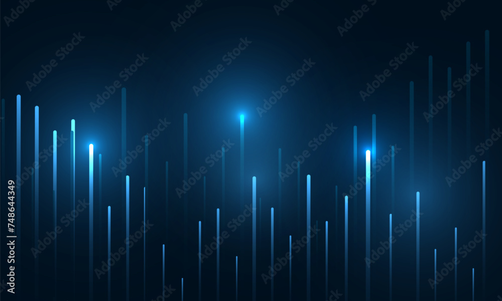 Dark blue abstract technology background with business candle stick ...