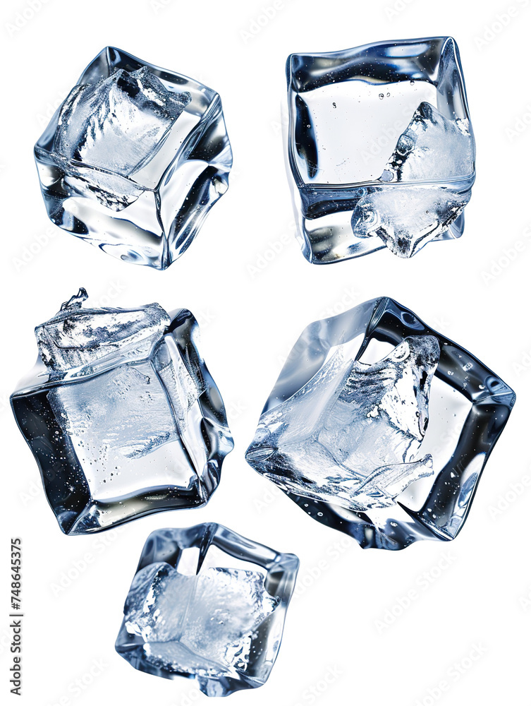 flying ice cubes isolated on white background PNG Stock Photo | Adobe Stock