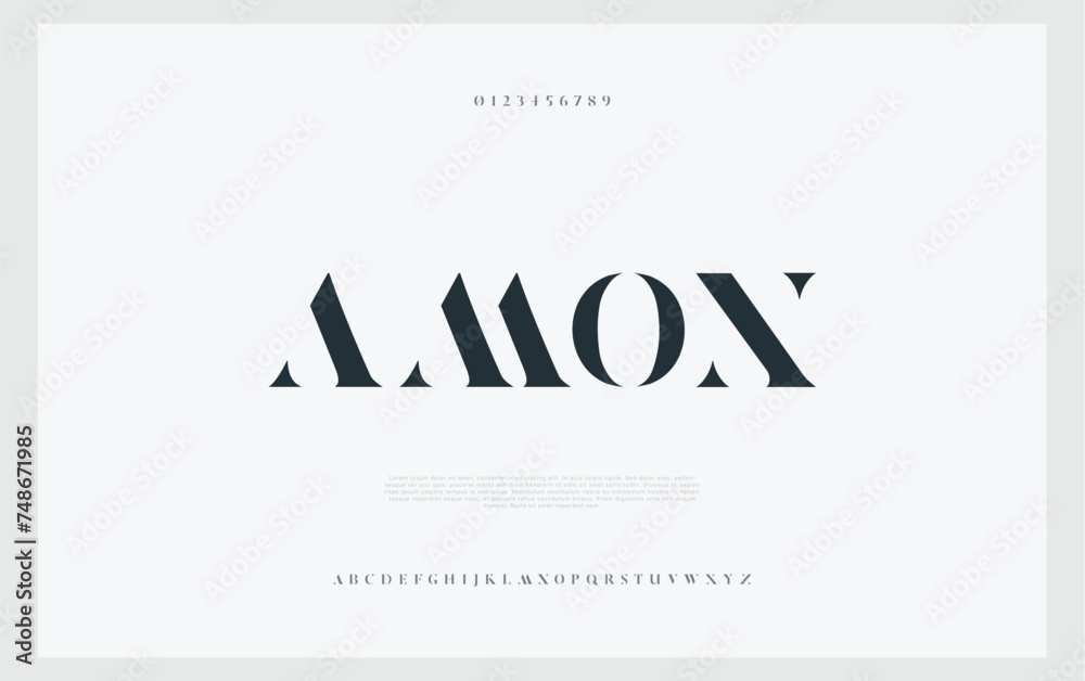 Amon, elegant classic alphabet letters font and number logo for brands ...