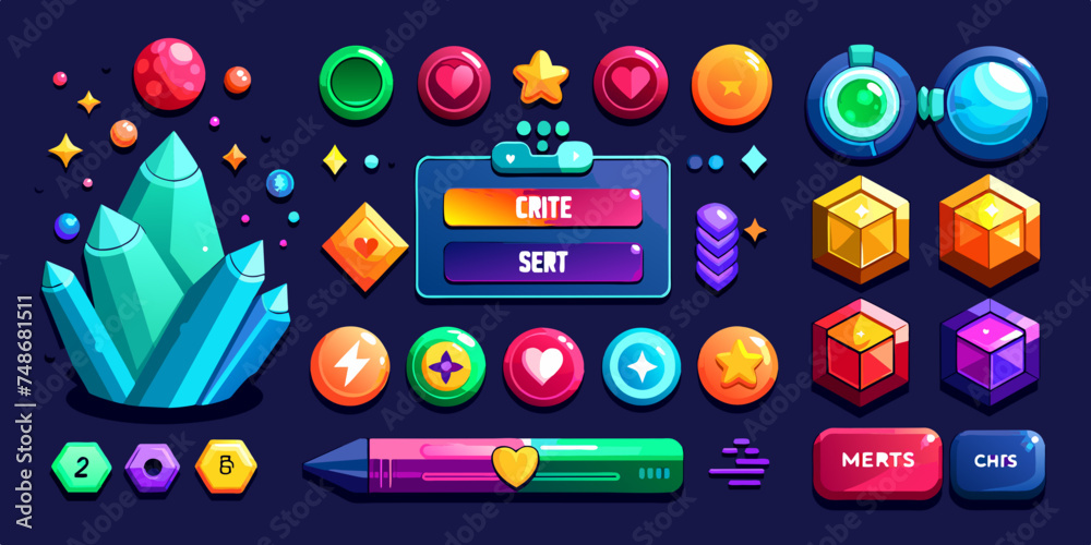 Dynamic Gaming App UI Vector Elements for Immersive User Interfaces ...