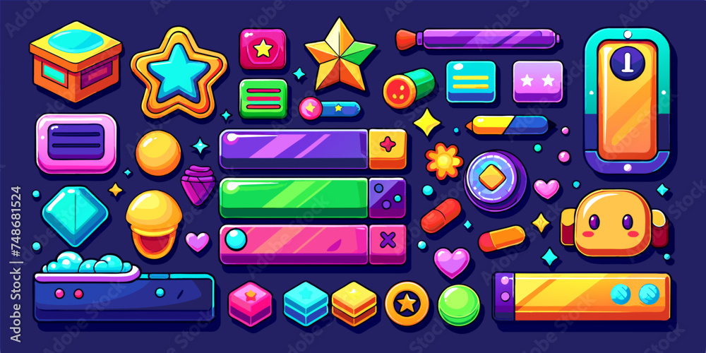 Dynamic Gaming App UI Vector Elements for Immersive User Interfaces ...