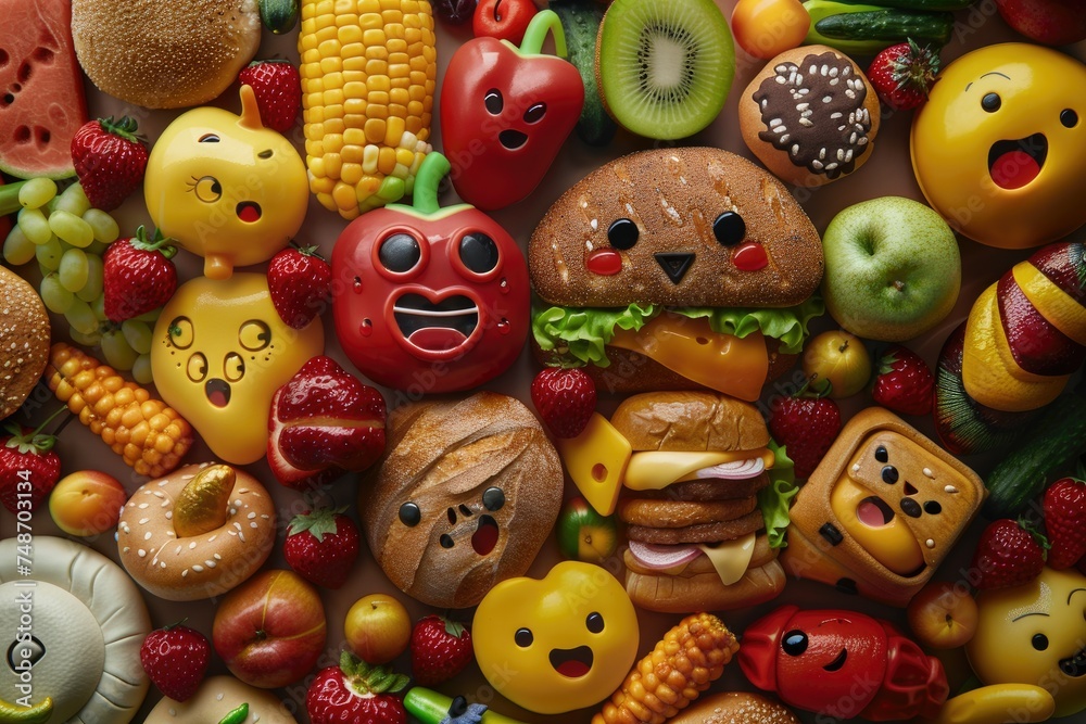 Expressive Food Characters with Emotional Faces - A fun and creative ...