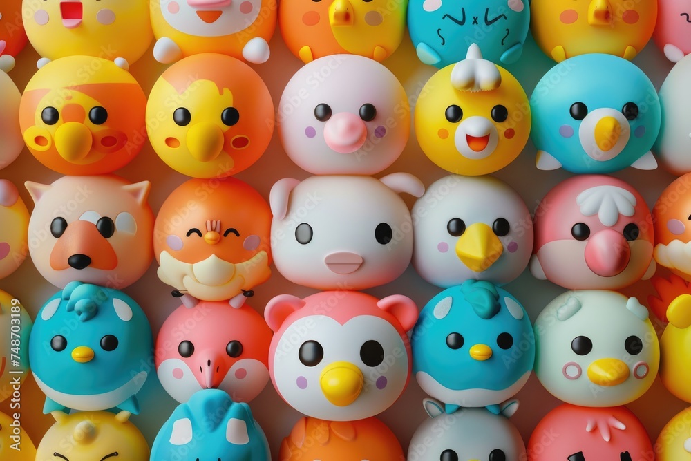 Collection of cute animal figurines - A close-up image showcasing an ...