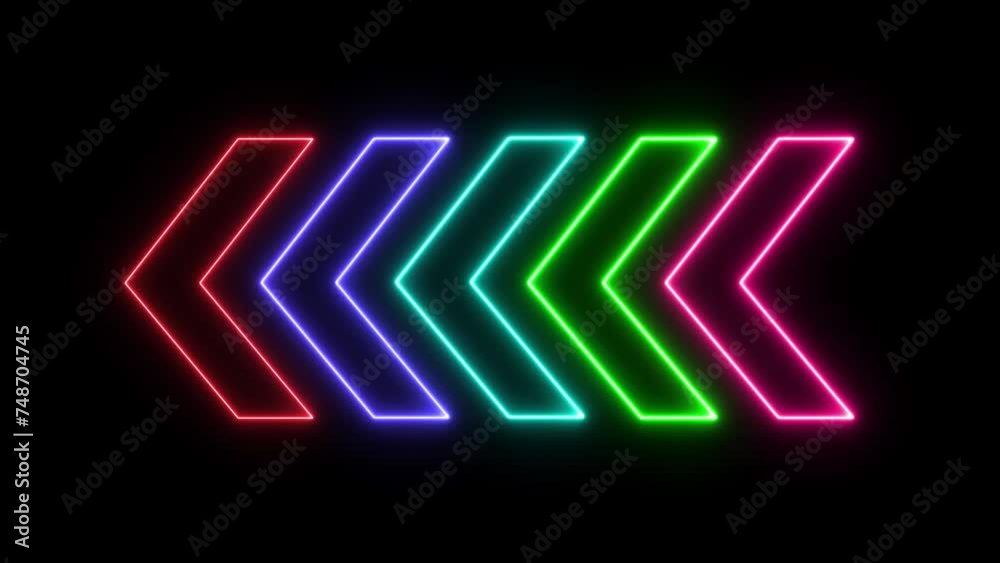 Multicolor neon arrows point on a black background. Neon Left Arrows ...