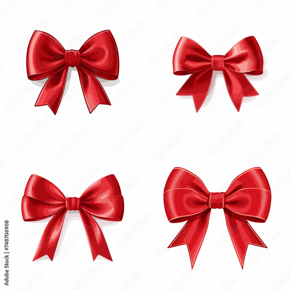 Ribbon Bow (Red Bow with Tied Ribbon). simple minimalist isolated in ...
