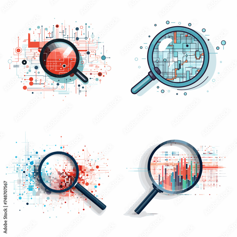 Anomaly Detection (Magnifying Glass on Outlier). simple minimalist ...