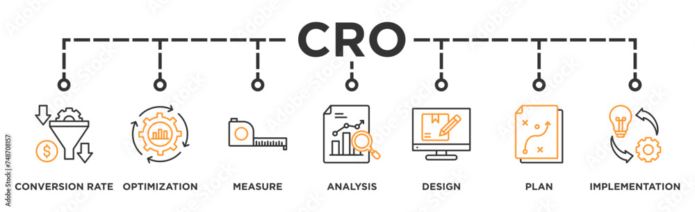 CRO banner web icon illustration concept for conversion rate ...