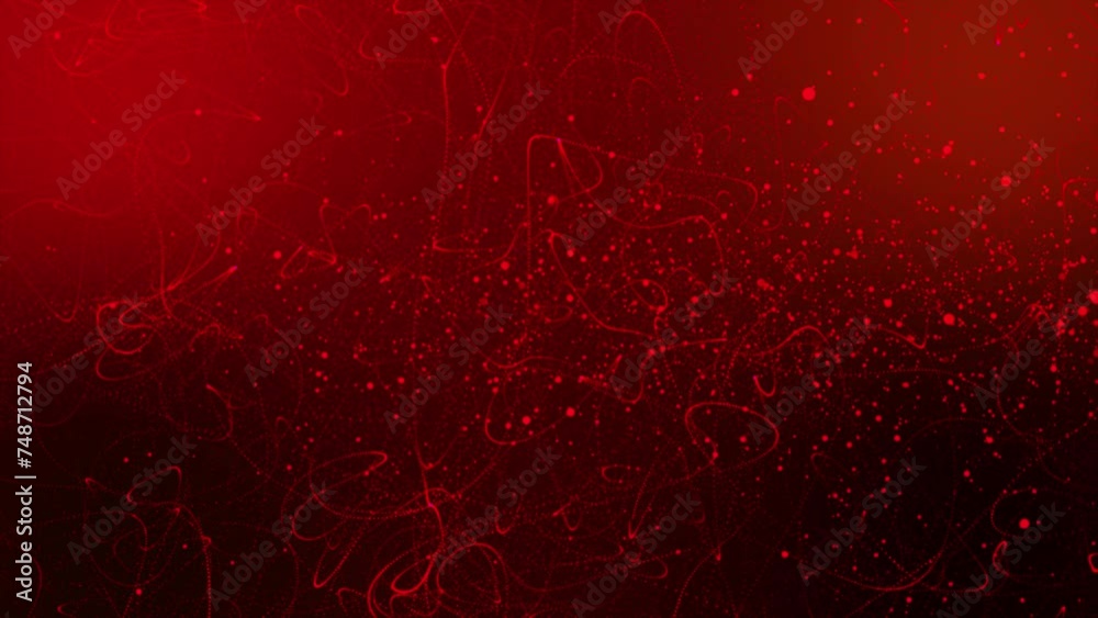 Abstract red particle lines with a distorted and floating background ...