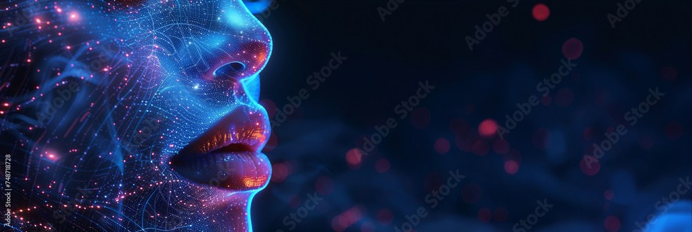 Artificial intelligence banner concept. AI banner. AI face mapping ...