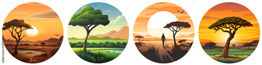 Savanna clipart collection, vector, icons isolated on transparent ...