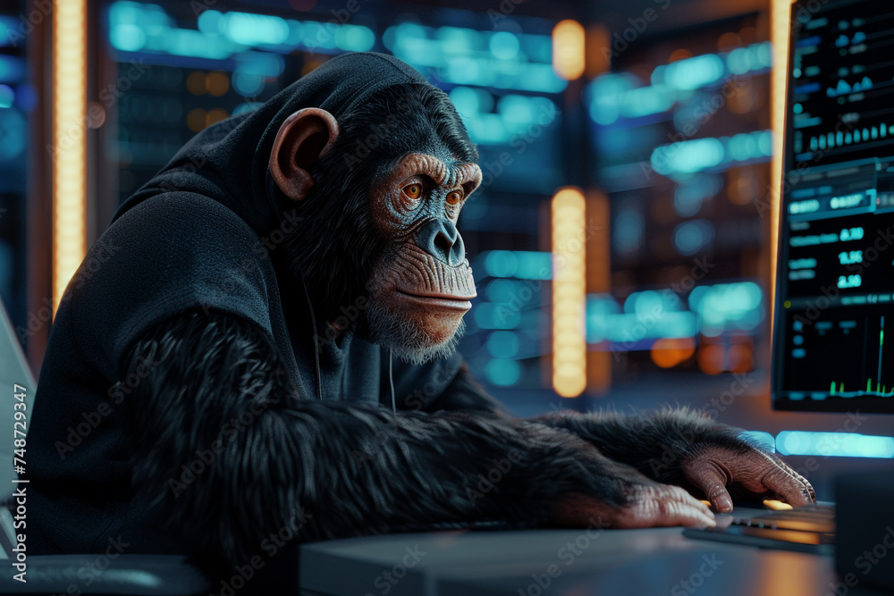 computer, fast network, analysis program monitor background, smart ...