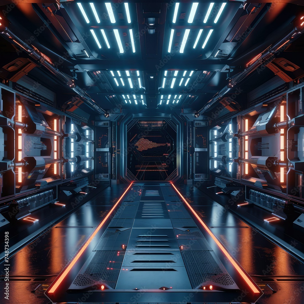 Abstract futuristic background with light effect. Tunnel optical ...
