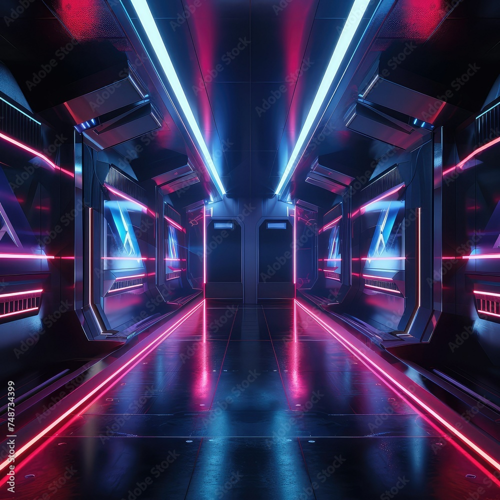 Abstract futuristic background with light effect. Tunnel optical ...
