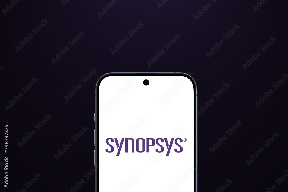 Synopsys Logo is displayed on a modern smartphone, tools and services ...