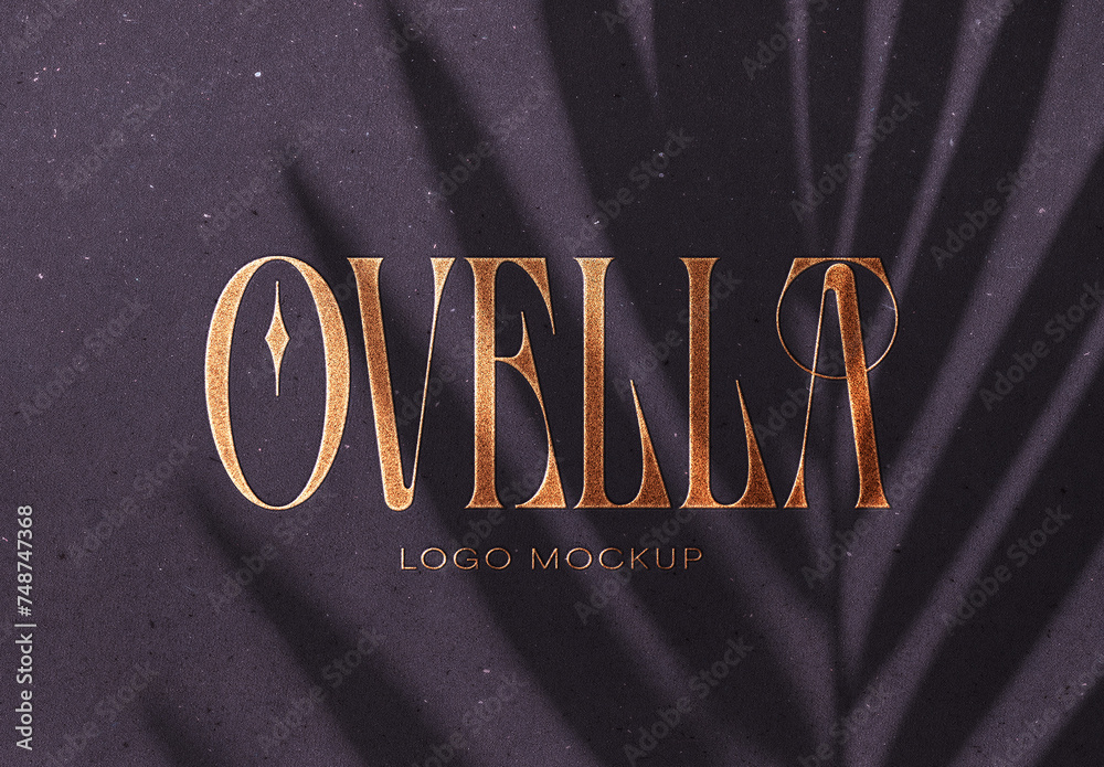 Embossed Foil Logo Mockup On Concrete Wall Stock Template | Adobe Stock