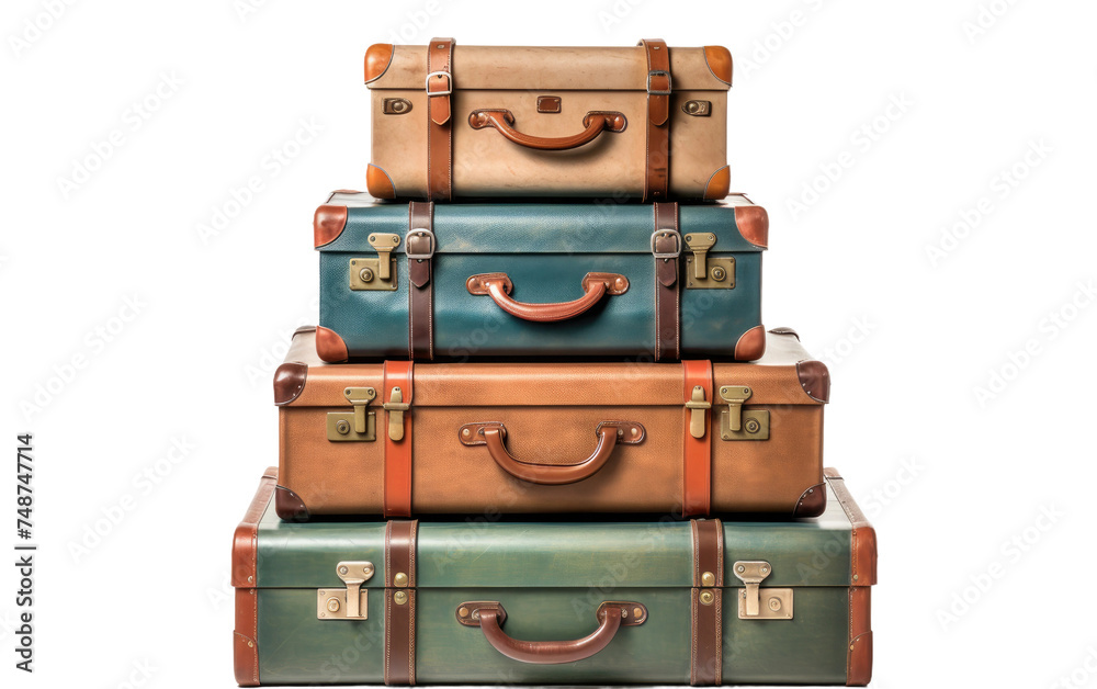 A stack of three suitcases, one on top of the other. The suitcases ...