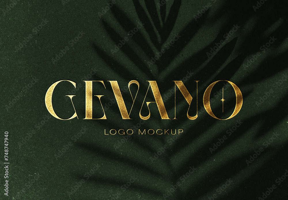 Embossed Foil Logo Mockup With Palm Shadow Stock Template | Adobe Stock
