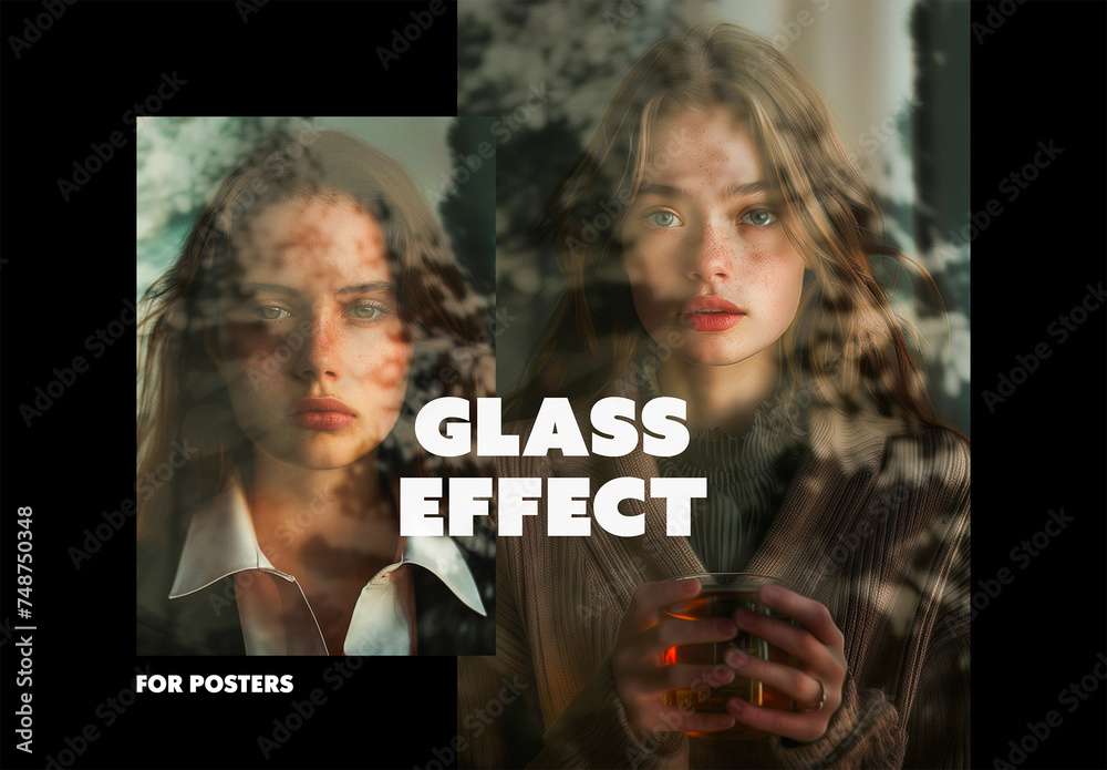 Twilight Window Reflection Poster Photo Effect Mockup With Generative ...