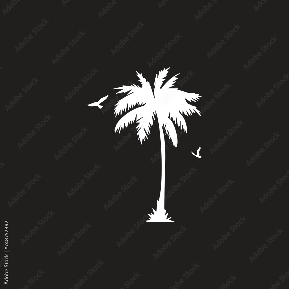 Black palm trees set isolated on white background. Palm silhouettes ...