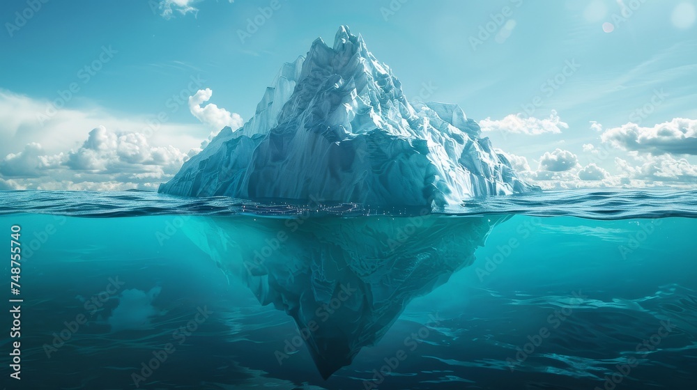 An iceberg with visible and hidden layers, depicting the surface and ...