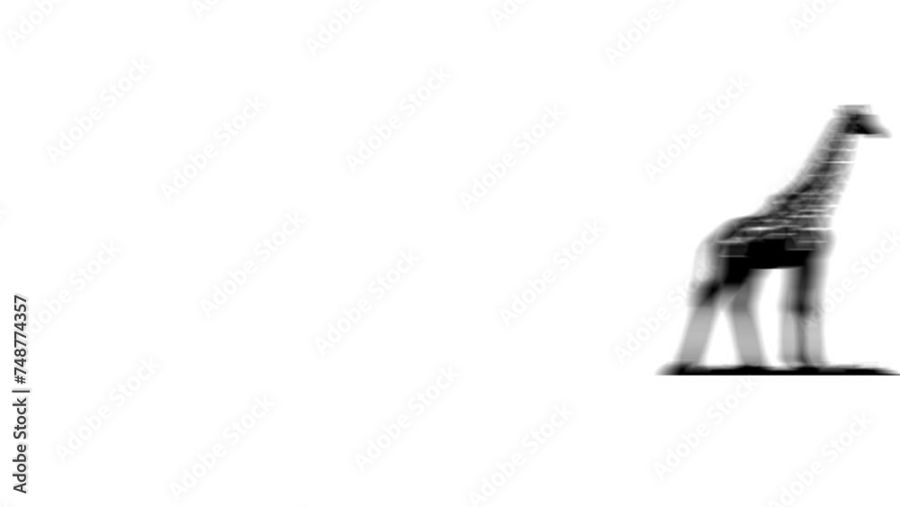 Animation set, wild giraffe symbol. Animations: transparency, zooms ...