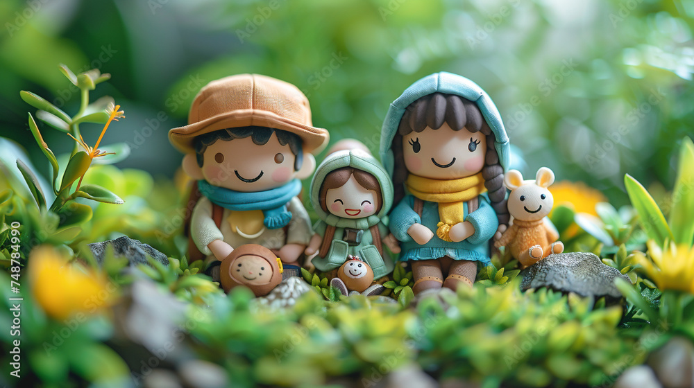 3D cartoon on whitebackground A familys adventure through a carnivals ...