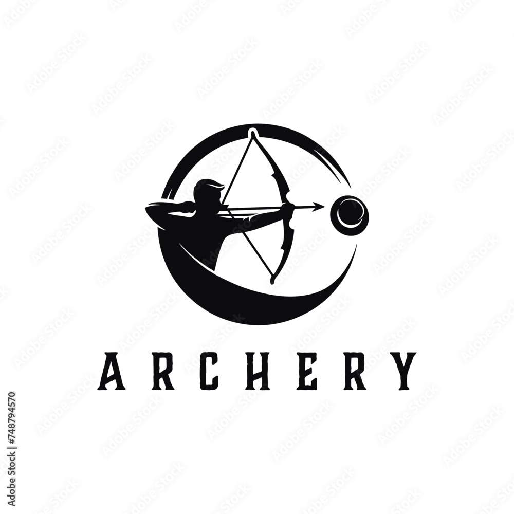 Archer Logo Designs concept, Archery Silhouette Logo designs vector ...