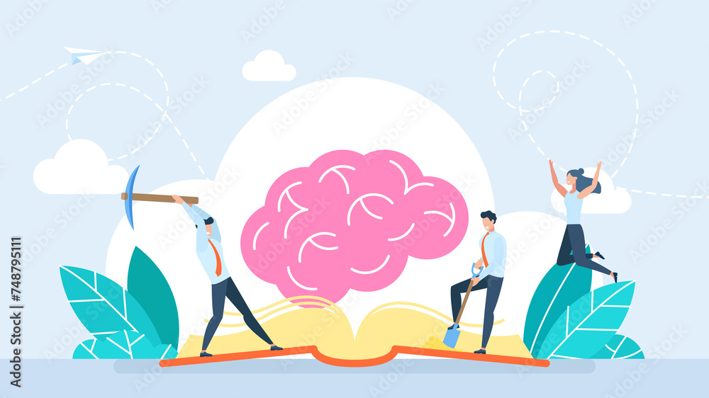 Students work hard to acquire knowledge. Concept of knowledge ...