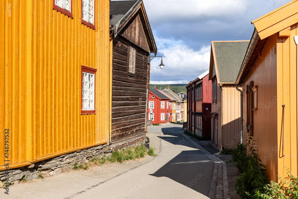 The timeless allure of Roros is captured here with its wooden houses ...