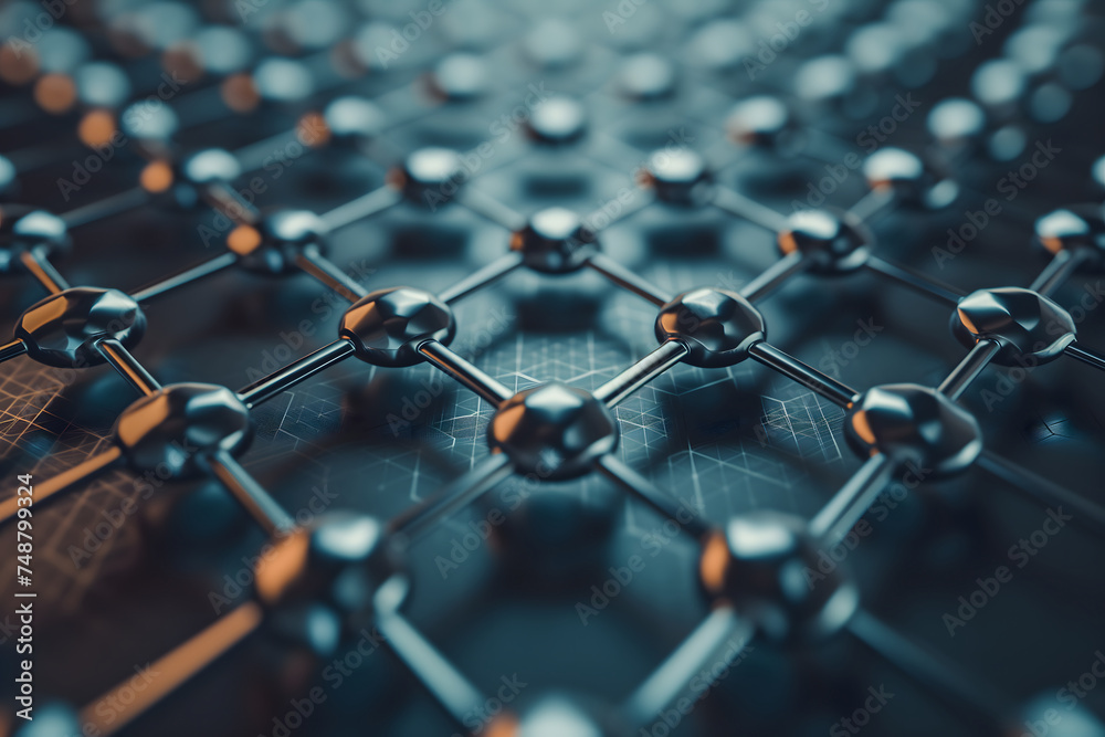 Hexagonal grid pattern of molecular structure of Graphene. Neural network generated image. Not ...
