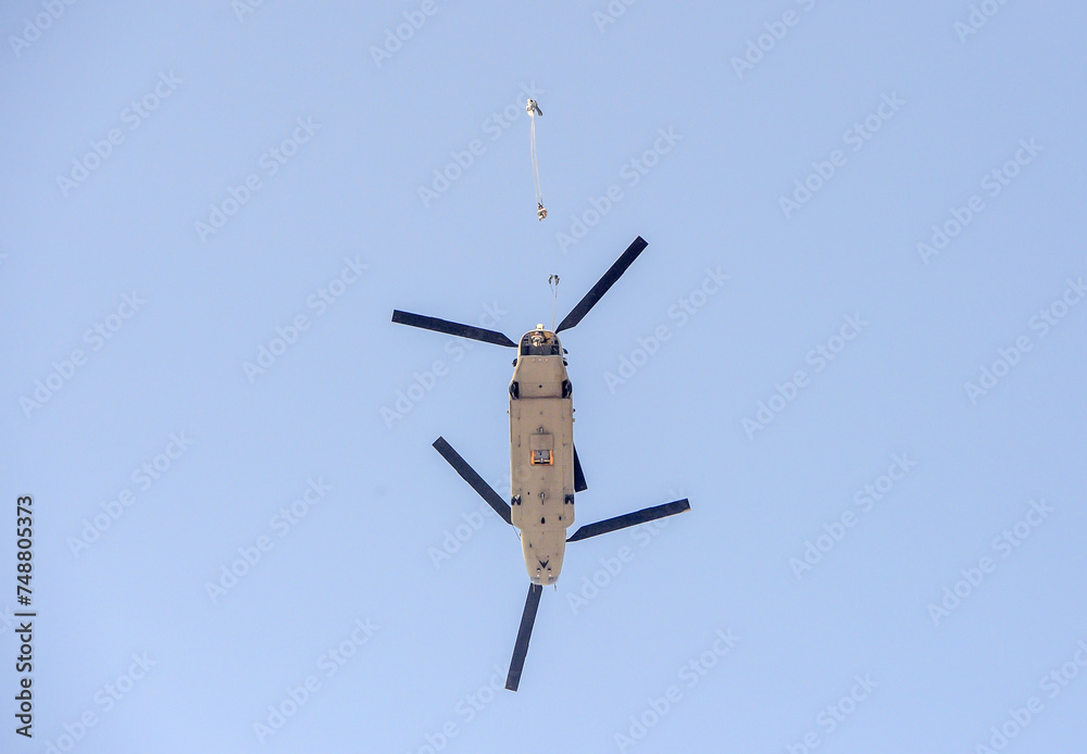 U.S Army Special forces soldier jumping with parachute from the ...