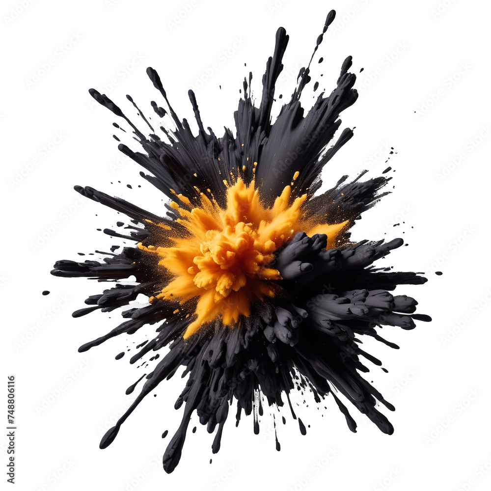Dark Eruption: Black Vibrant Paint and Powder Explosion isolated on ...