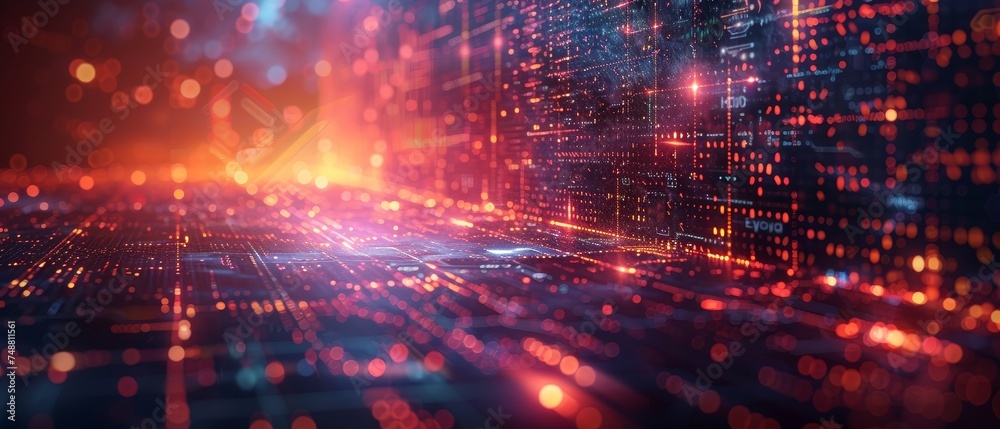 Digital computer technology concept. Software development. Cloud ...