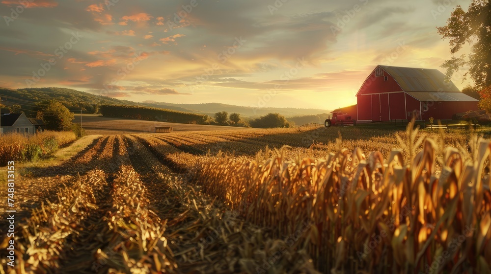 the vibrant colors and textures of a well-tended farm field, where ...