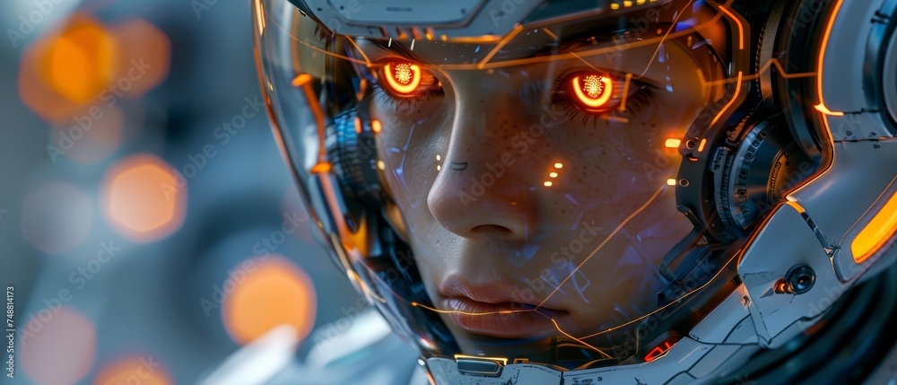 Artificial intelligence chat bot on laptop. Computer cyber security ...