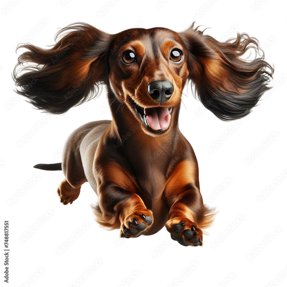 Detailed Dachshund Running on Transparent Background - Clipart ...