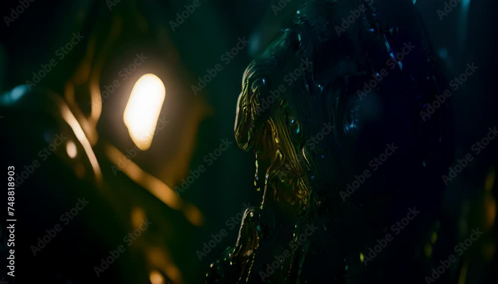 Close-up of an alien creature inside spaceship. Non-humanoid alien ...