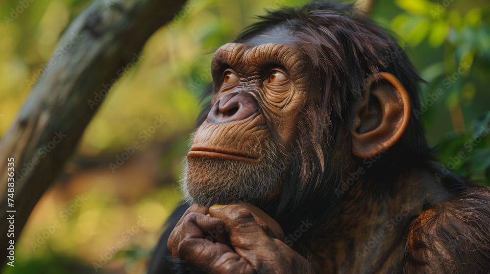 Illustration of early homonid ape / man Homo habilis, homo erectus or ...