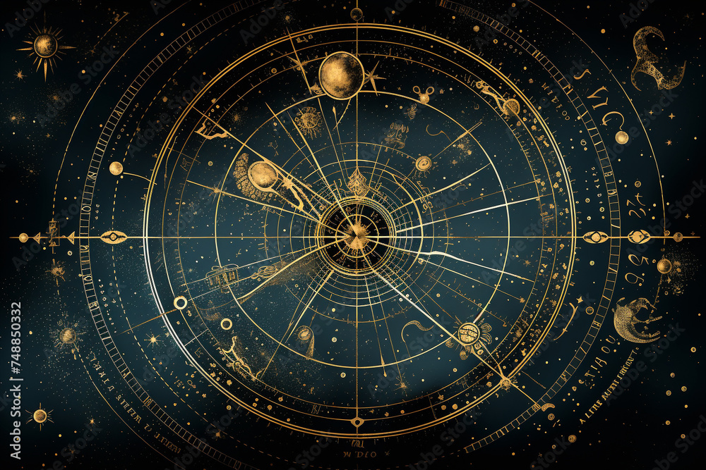 Hand-drawn Steampunk Star Map with Constellations Stock Photo | Adobe Stock