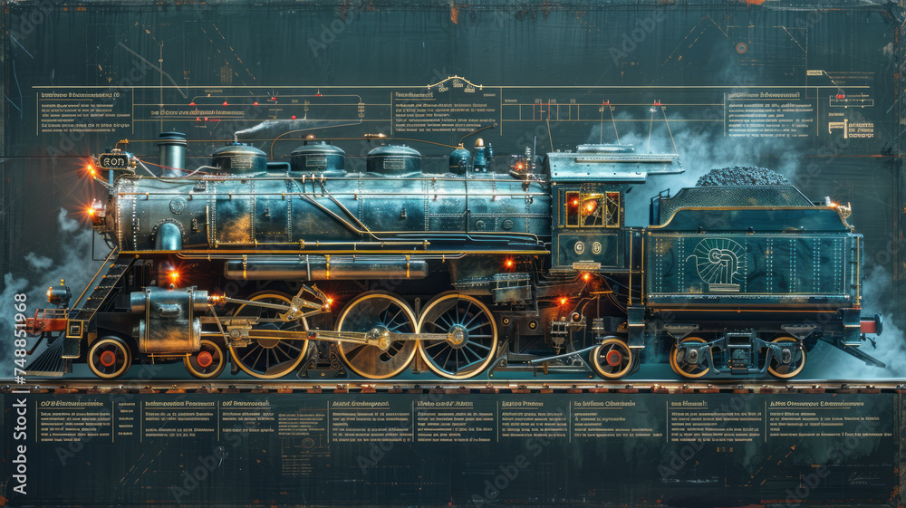 ภาพประกอบสต็อก a construction blueprint in an exploded schematic style ...