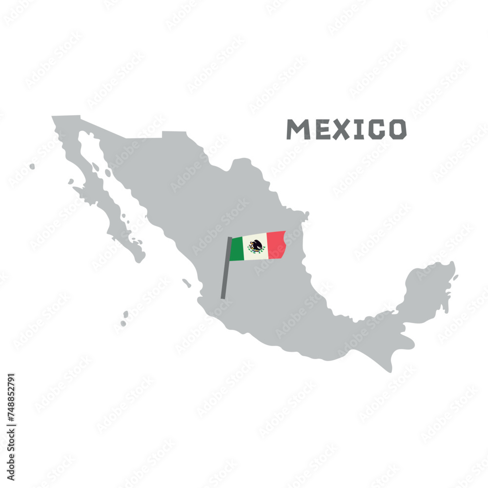 Mexico vector map with the flag inside. Map of the Mexico with the ...