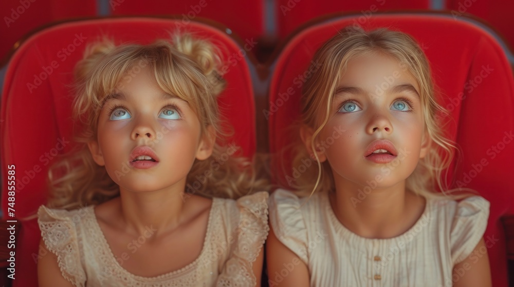 Two Little Girls with Blue Eyes., Twins with Blue Eyes and Blonde Hair ...