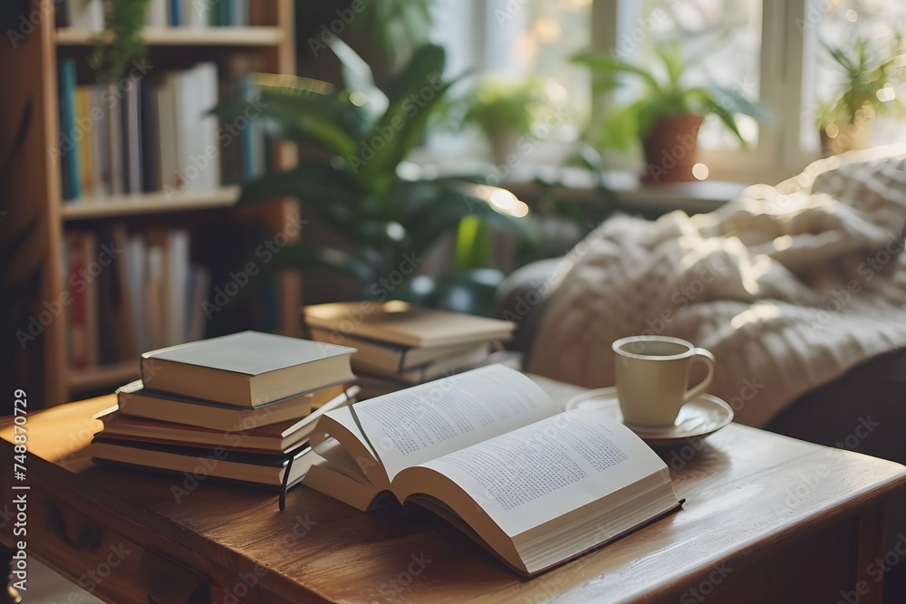 coffee table with open book mockups Stock Photo | Adobe Stock