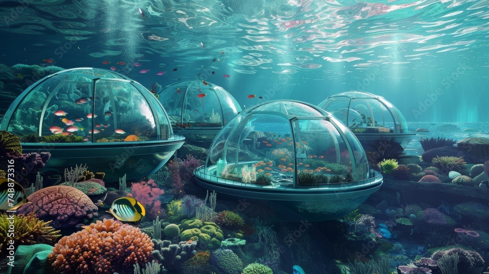 Transparent domes offer a unique view of a vibrant coral reef ecosystem ...
