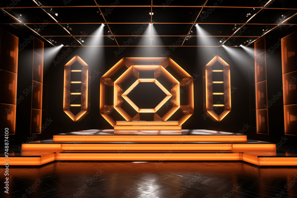 Modern dance stage light background with spotlight illuminated for ...