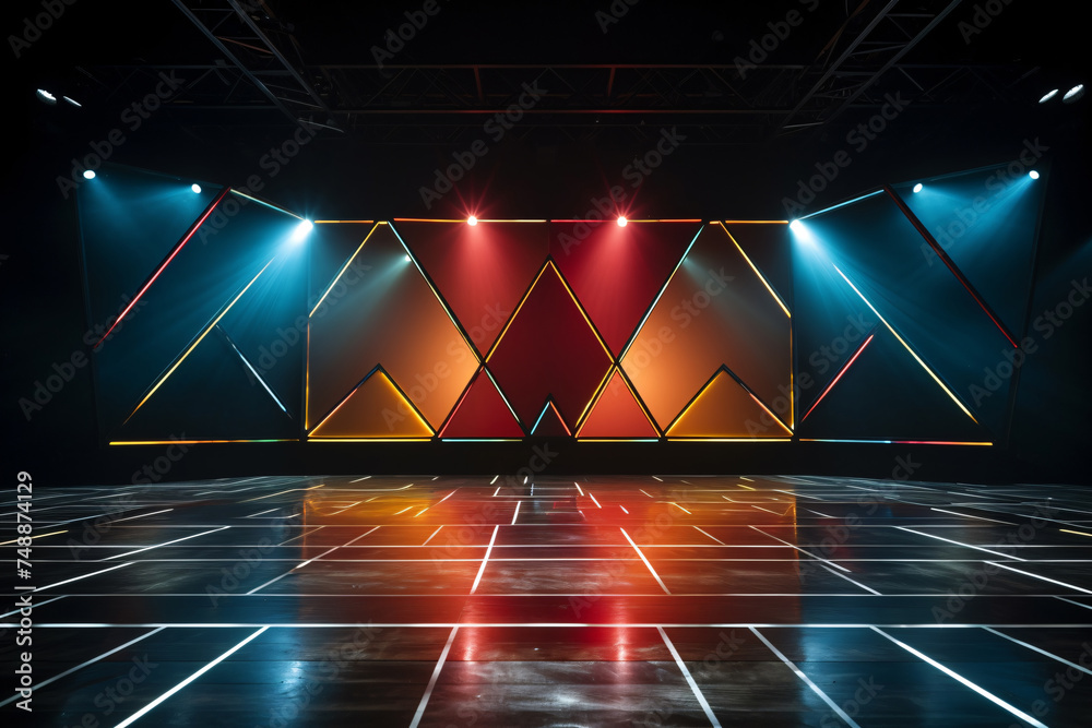 Modern dance stage light background with spotlight illuminated for ...
